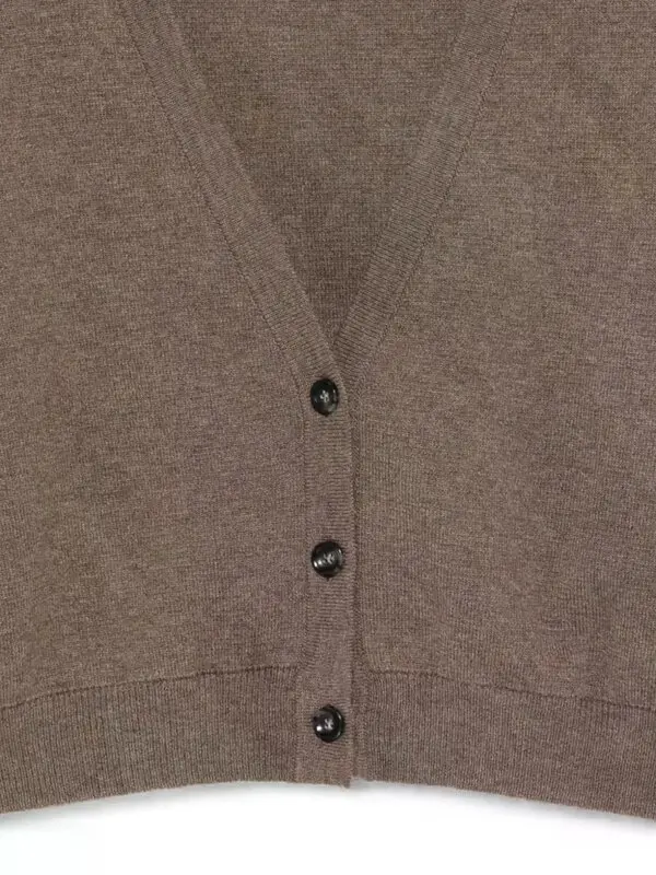 ROBERTO COLLINA Fine-knit V-neck Cardigan - Brown