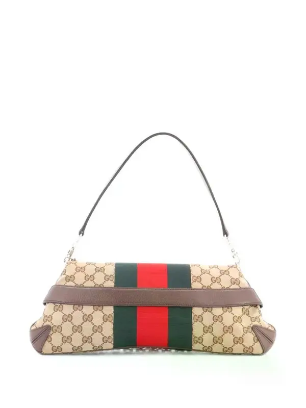 Gucci Horsebit Nm Web Chain Clutch Gg Canvas Medium Shoulder Bag