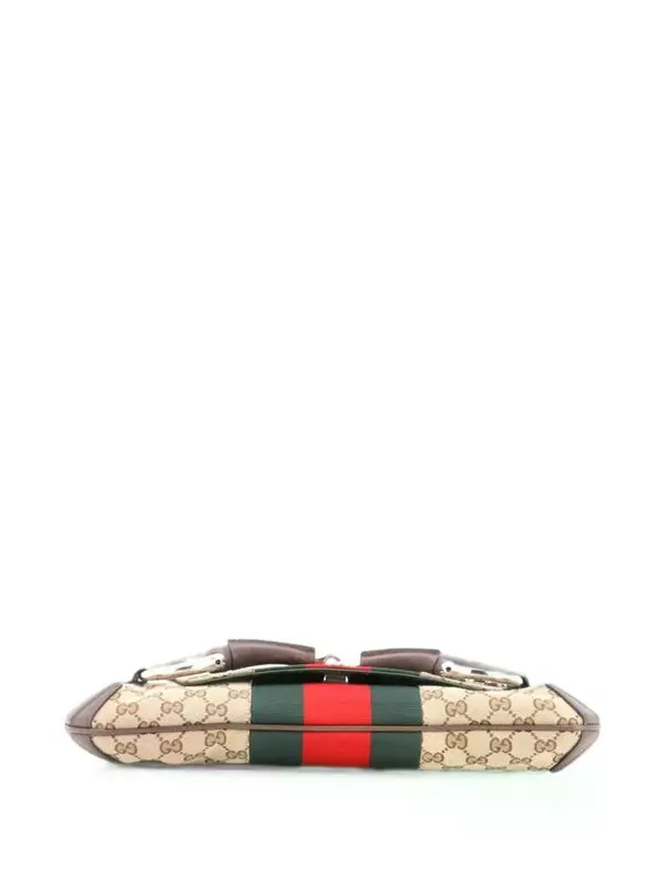 Gucci Horsebit Nm Web Chain Clutch Gg Canvas Medium Shoulder Bag