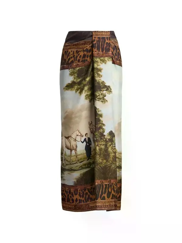 Ralph Lauren Debbie Scenic-print Silk Midi Skirt