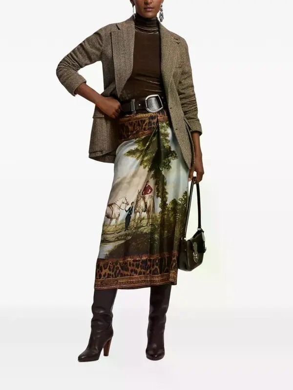 Ralph Lauren Debbie Scenic-print Silk Midi Skirt
