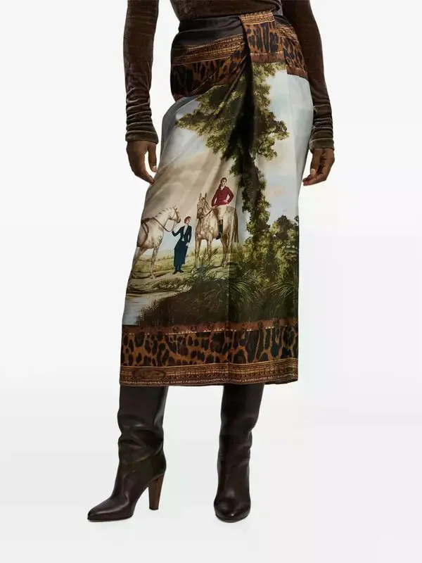 Ralph Lauren Debbie Scenic-print Silk Midi Skirt
