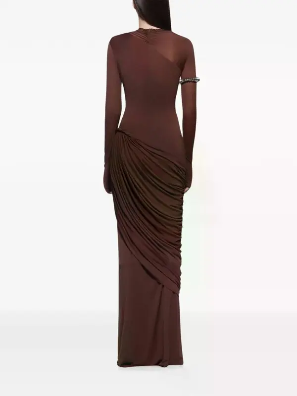 CHATS BY C.DAM Asymmetrical Ruched Maxi Dress With Metallic Hardware