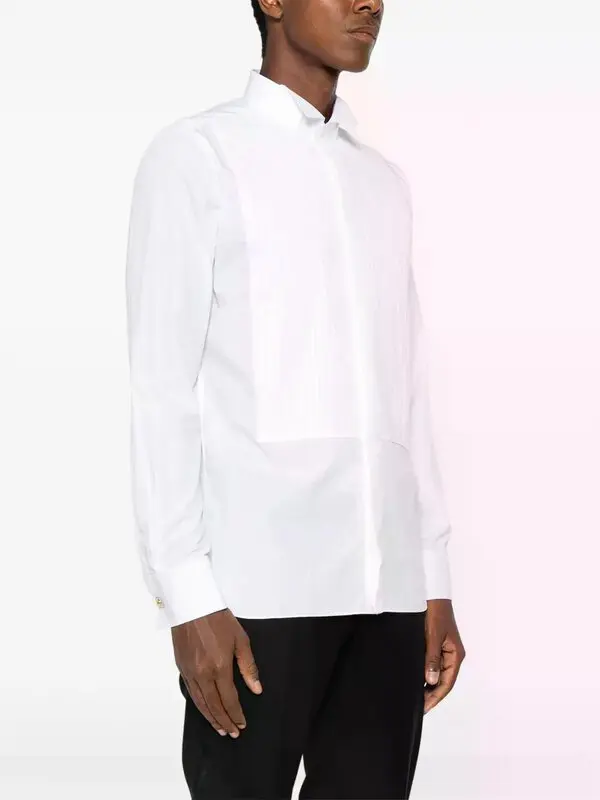 TRUZZI Pleated-bib Wing-collar Shirt