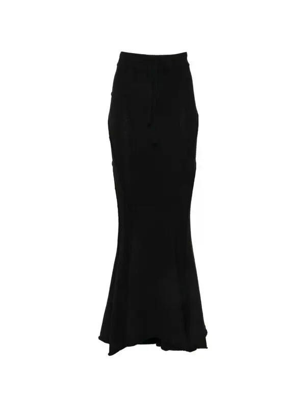 YEHUAFAN Drawstring Knitted Maxi Skirt