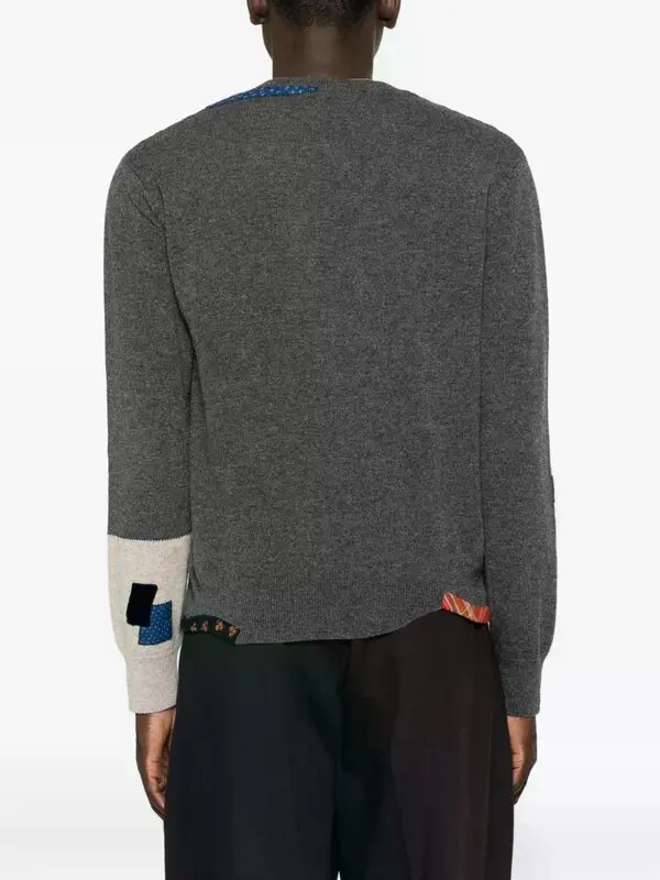 KHOKI Patchwork Design Crew Neck Sweater