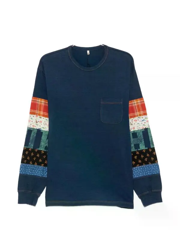 KHOKI Patchwork Long-sleeve T-shirt - Blue