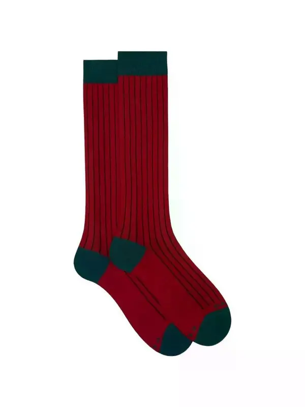 GALLO Vertical Stripe Ribbed Knit Crew Socks