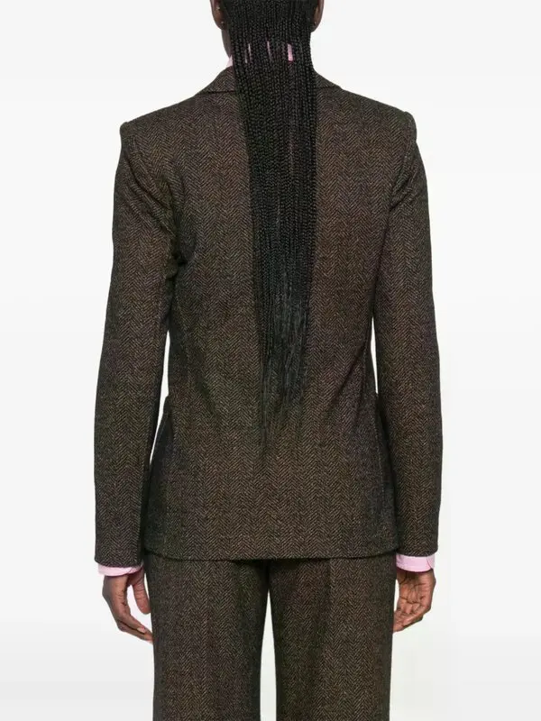 Harris Wharf London Herringbone Pattern Double-breasted Blazer
