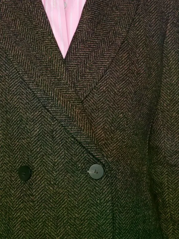 Harris Wharf London Herringbone Pattern Double-breasted Blazer