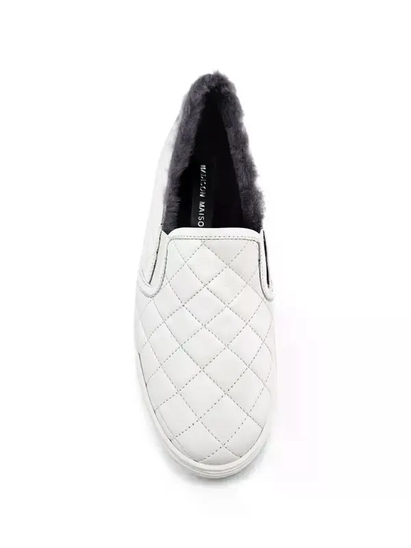 MADISON MAISON Quilted Shearling-lined Slip-on Sneakers - White