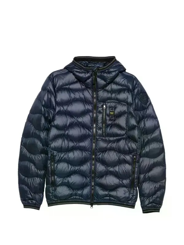 BLAUER. Quilted Hooded Jacket - Blue