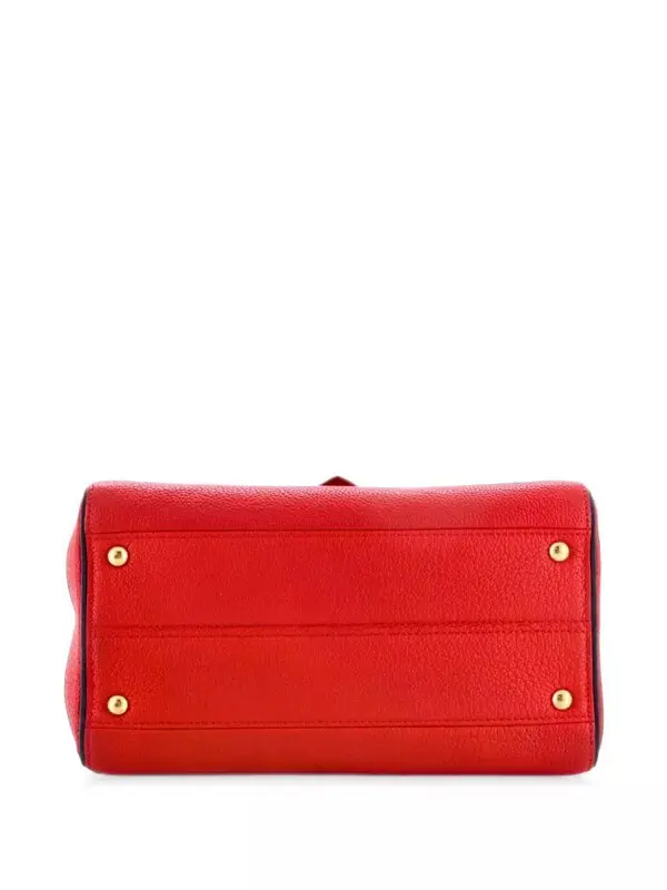LOUIS VUITTON Double V Handbag In Calfskin With Monogram Canvas Satchel - Red