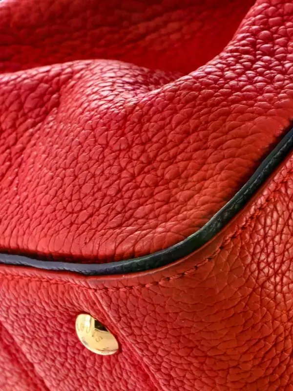 LOUIS VUITTON Double V Handbag In Calfskin With Monogram Canvas Satchel - Red