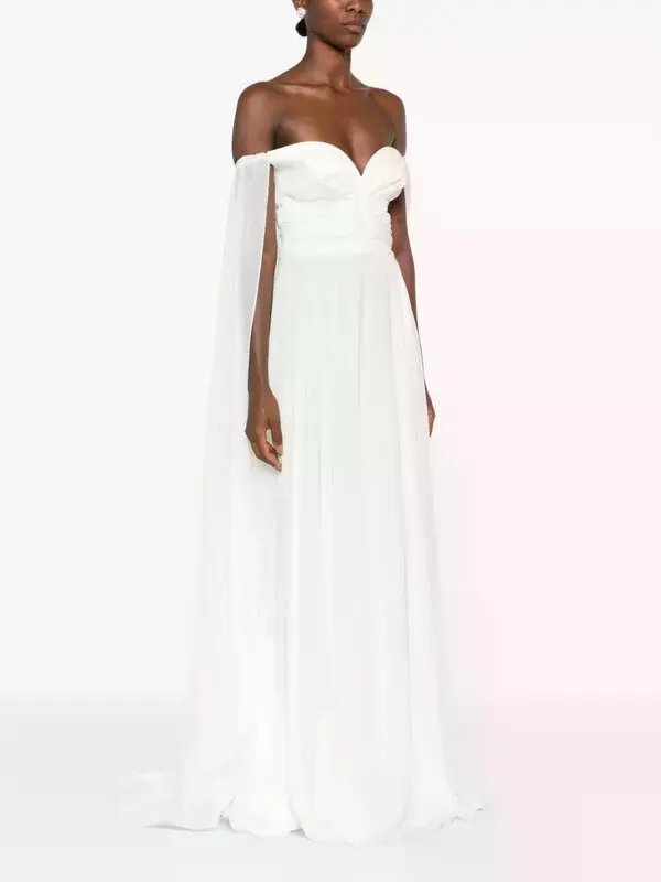 ALESSANDRO LEGORA Off-shoulder Ruched Bodice Maxi Dress