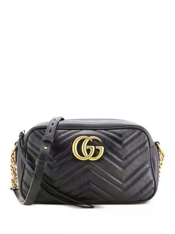 Gucci Gg Marmont Shoulder Bag Matelasse Leather Small Crossbody Bag - Black