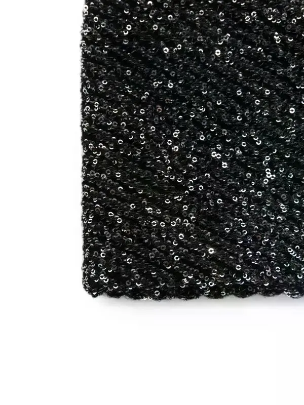 MAISON MICHEL Sequin Embellished Logo Plaque Beanie Hat