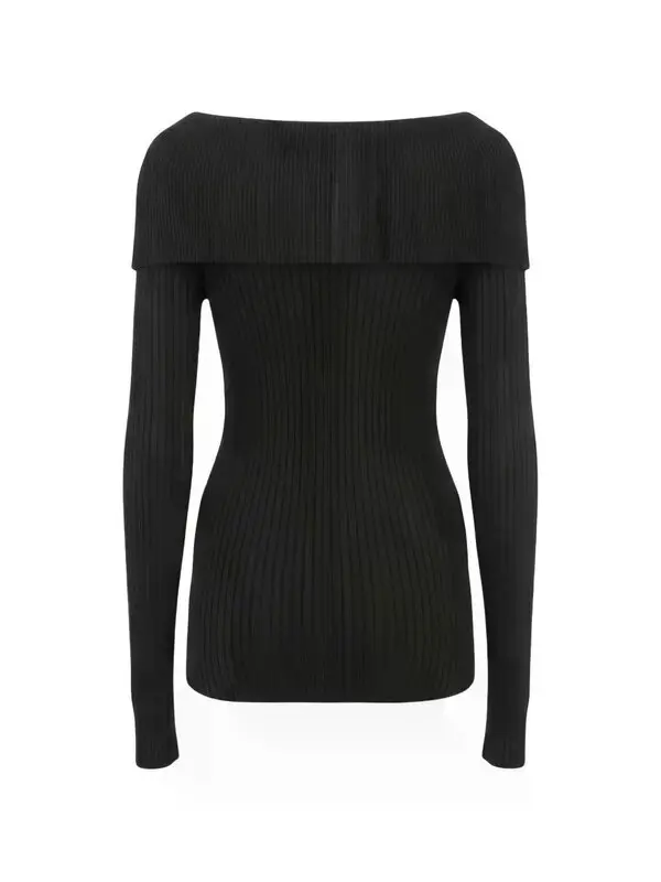 Isaia Off-shoulder Ribbed Knit Sweater