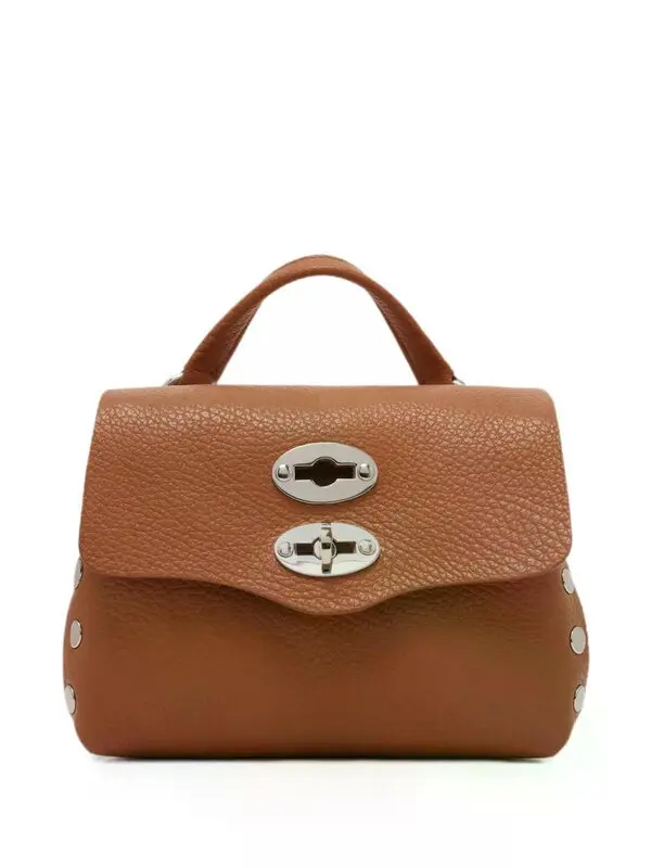 ZANELLATO Sbaby Postina Leather Clutch Bag With Stud Embellishments - Brown