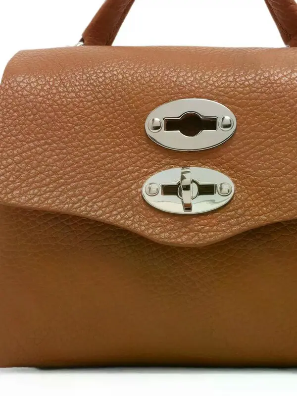 ZANELLATO Sbaby Postina Leather Clutch Bag With Stud Embellishments - Brown