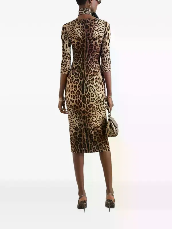 Dolce & Gabbana Leopard Print Charmeuse Sheath Dress