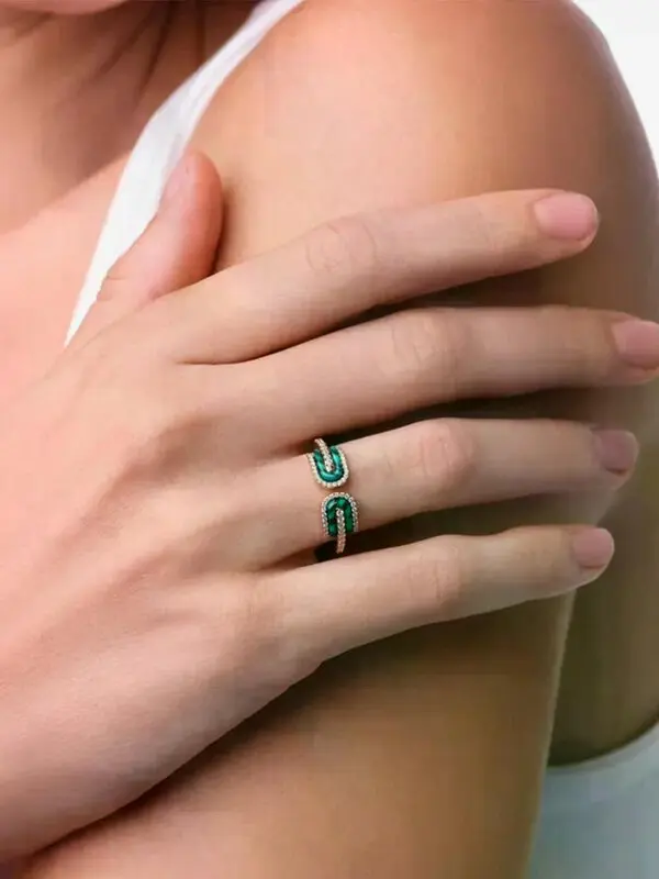 U LOS ANGELES Duo Malachite And Diamond Ring