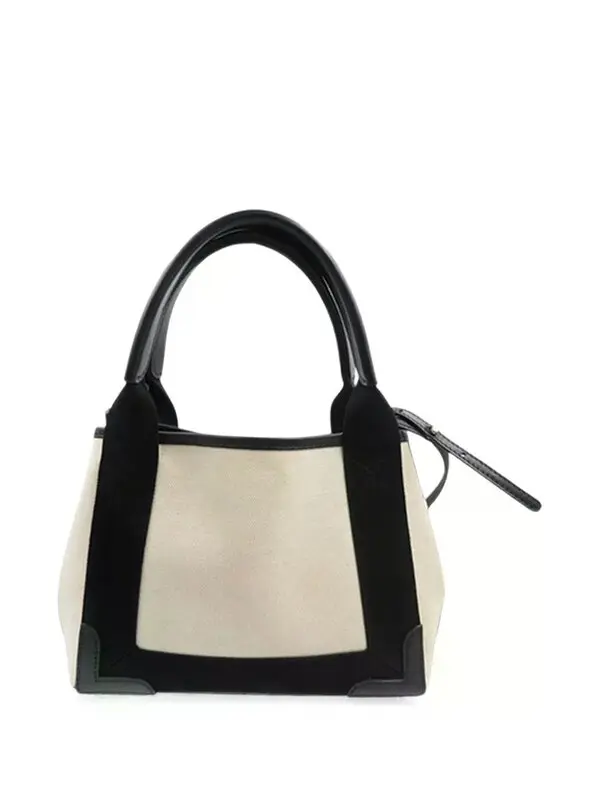 Balenciaga Canvas Navy Cabas Xs Satchel - White