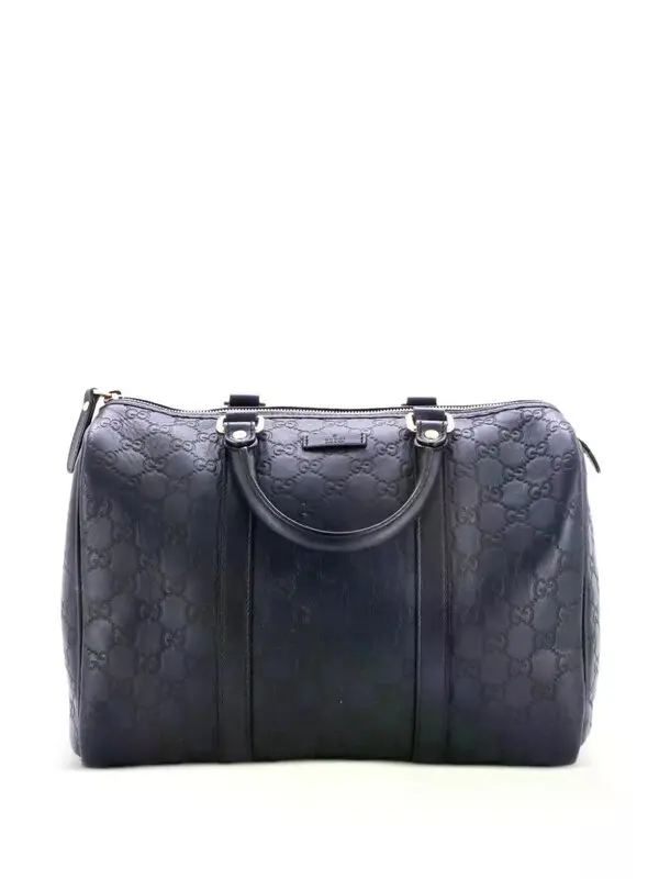 Gucci Joy Boston Bag Embossed Leather Medium Handbag - Blue
