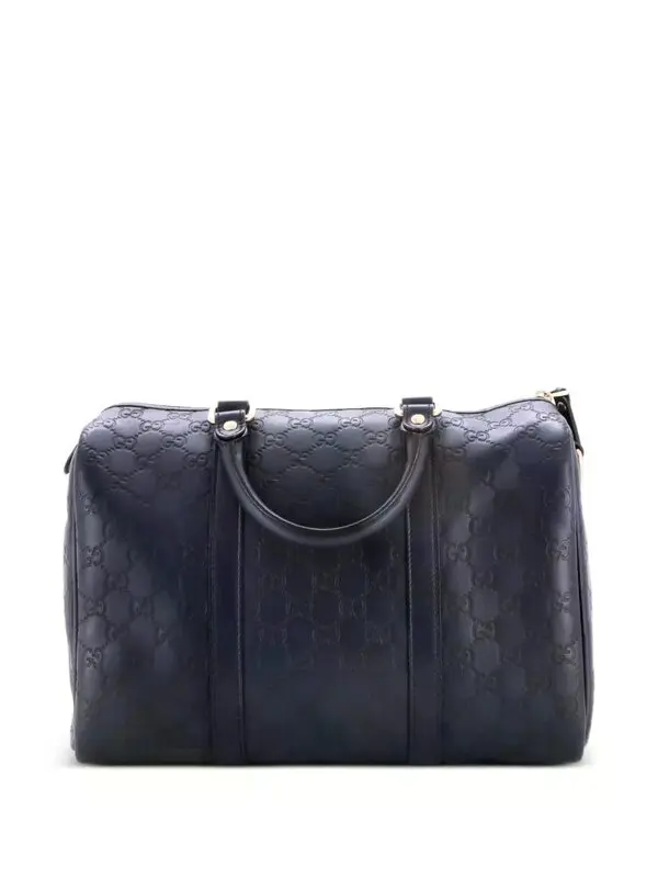 Gucci Joy Boston Bag Embossed Leather Medium Handbag - Blue