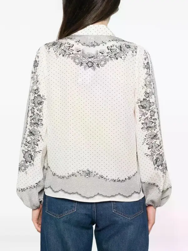 TWINSET Floral Print Polka Dot Blouse