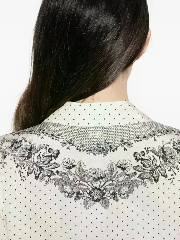 TWINSET Floral Print Polka Dot Blouse