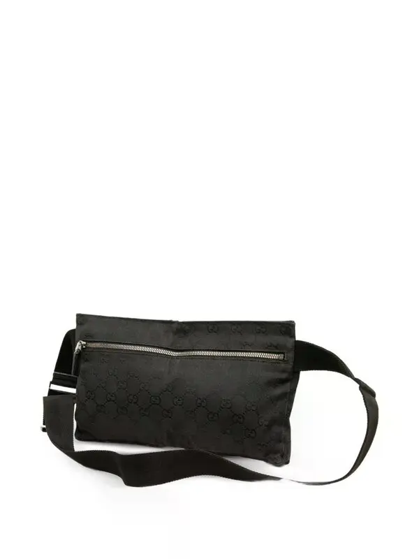 Gucci Gg Canvas Double Pocket Belt Bag - Black