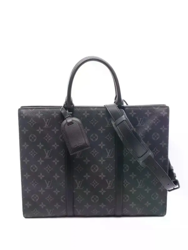 LOUIS VUITTON 2020 Monogram Eclipse Sac Plat Horizontal Zipper Satchel