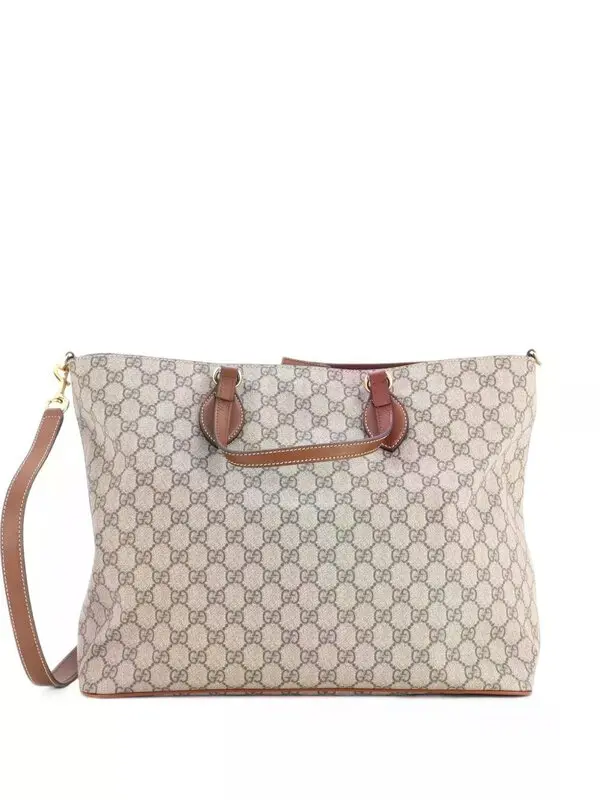 Gucci Convertible Soft Gg Coated Canvas With Leather Medium Tote Bag - Brown