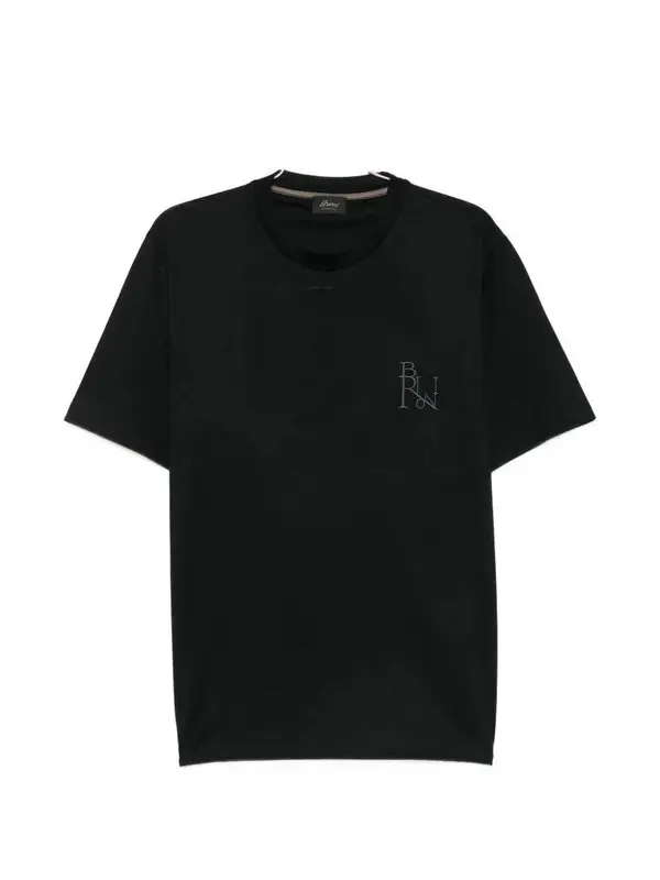 Brioni Logo-embroidered T-shirt - Black