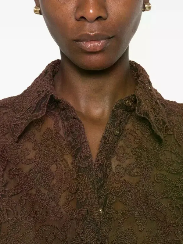 Ermanno Scervino Lace-overlay Long-sleeve Shirt