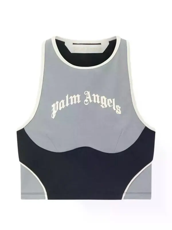 Palm Angels Curved Logo Cropped Track Top