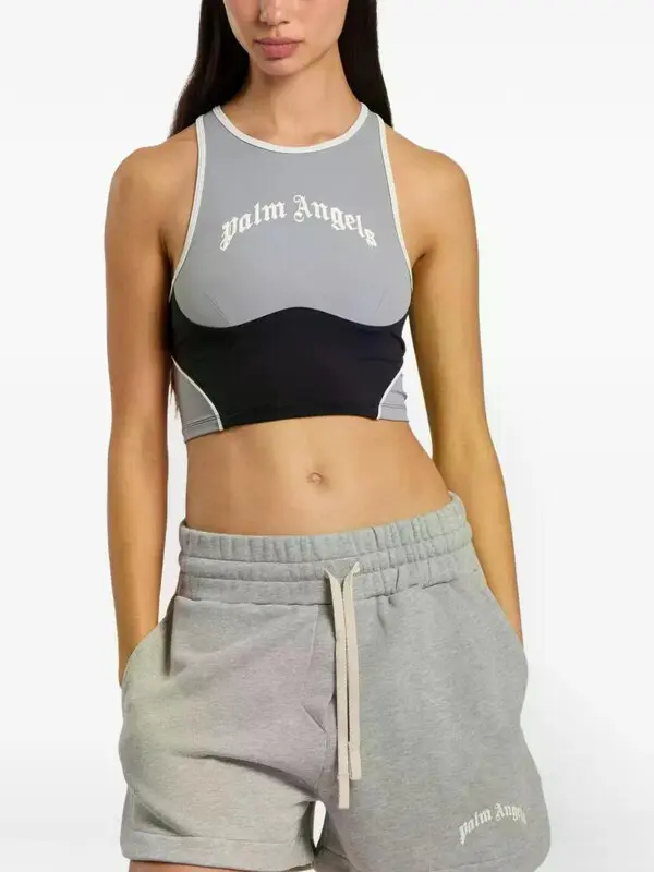 Palm Angels Curved Logo Cropped Track Top