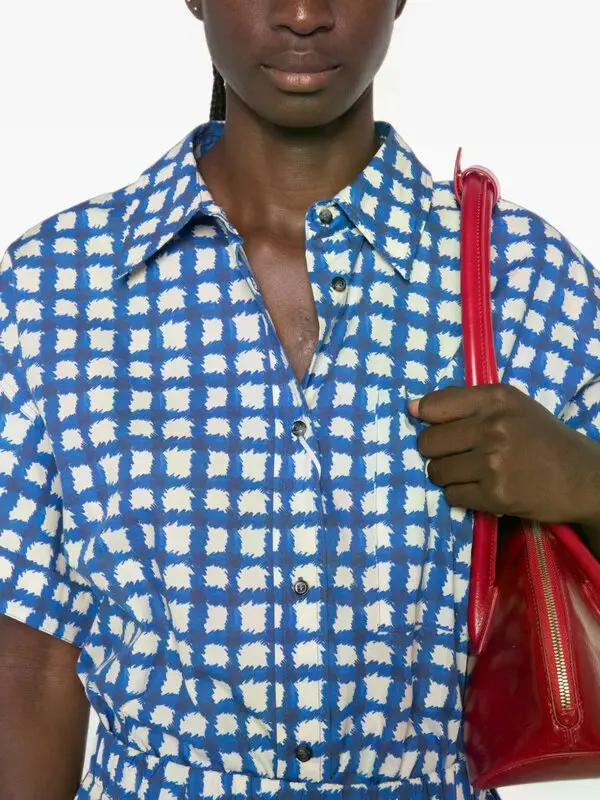 I BLUES Short Sleeve Check Pattern Shirt