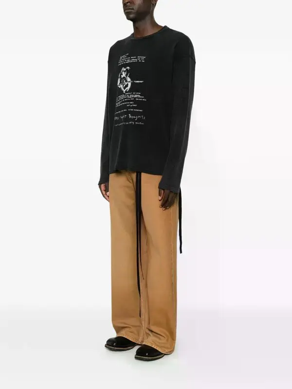 ANN DEMEULEMEESTER Graphic-print Waffle-knit T-shirt