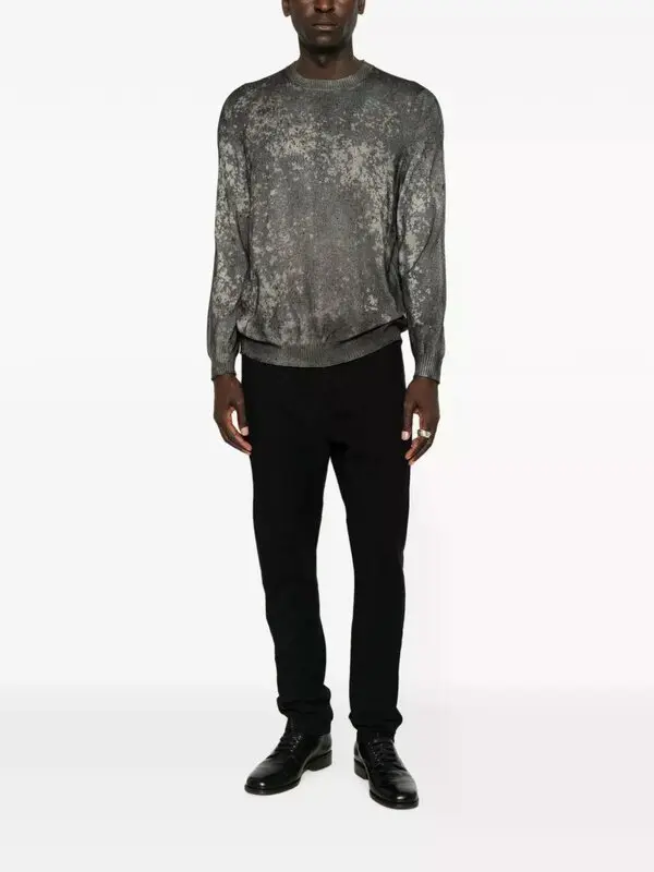 Avant Toi Fine Knit Crew Neck Long Sleeve Sweater - Grey