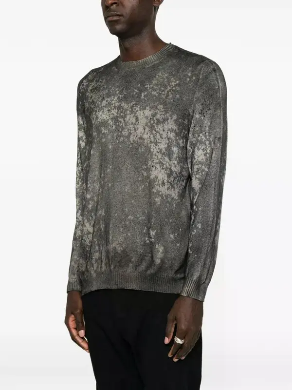 Avant Toi Fine Knit Crew Neck Long Sleeve Sweater - Grey