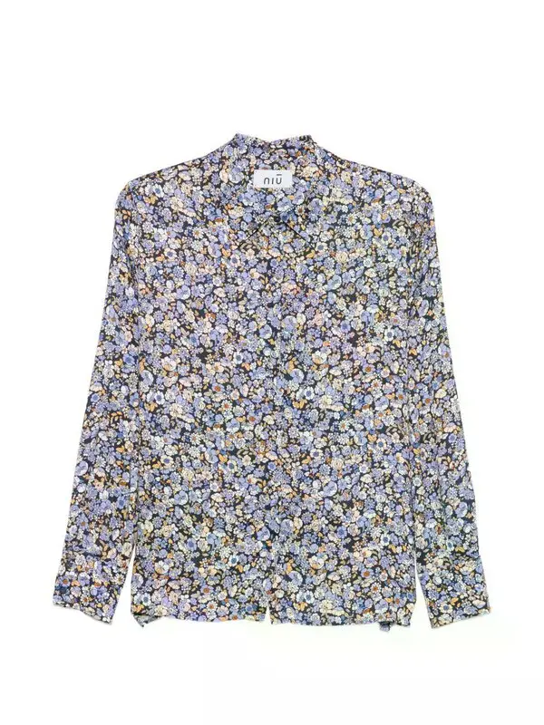 NIU Floral Print Long Sleeve Shirt - Blue