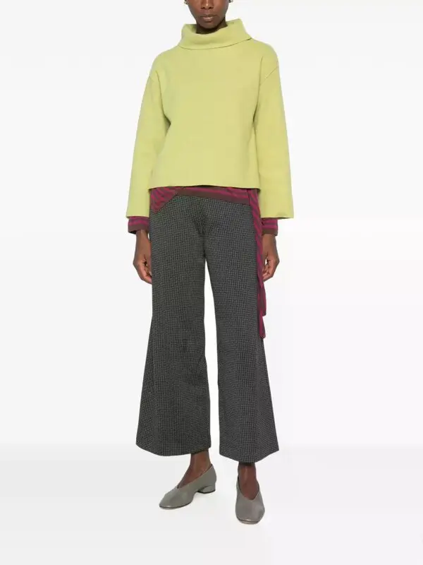 NIU Houndstooth-pattern Wide-leg Trousers