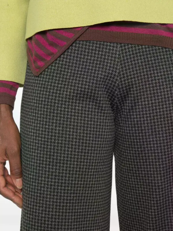 NIU Houndstooth-pattern Wide-leg Trousers