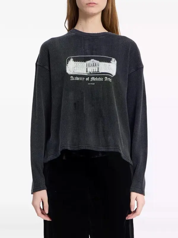 ANN DEMEULEMEESTER Graphic-print Waffle-knit T-shirt