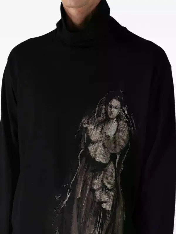 Yohji Yamamoto Graphic-print Turtleneck T-shirt