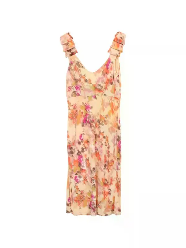 Versace Abstract Print Ruffled Dress