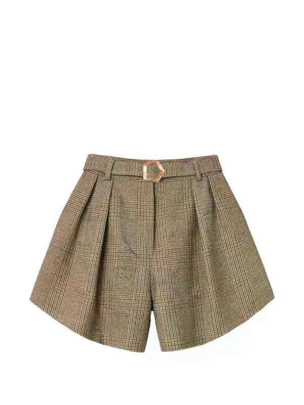 VIOLANTE NESSI Sherman Belted Pleated Wool Shorts