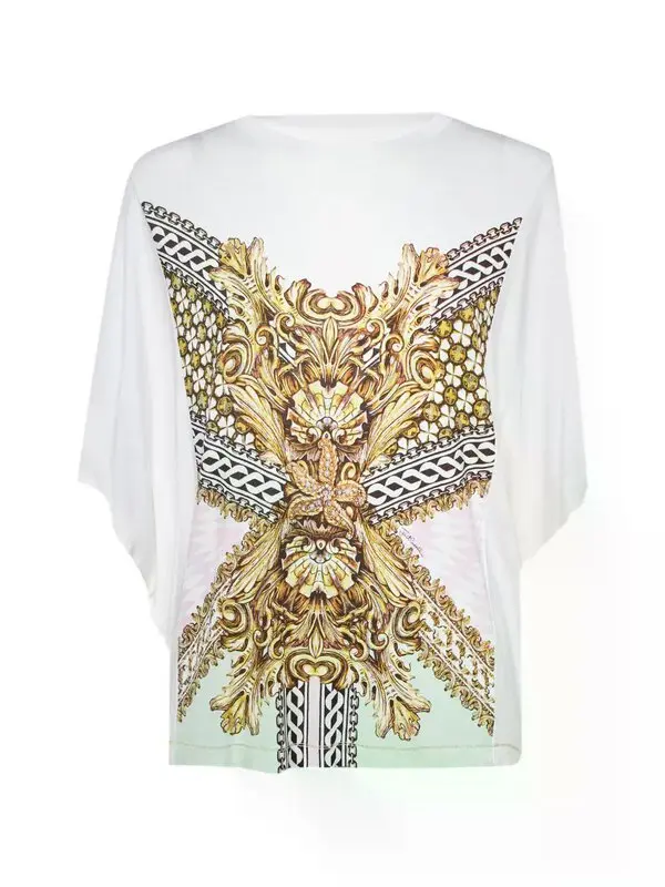 Just Cavalli Graphic Print Dolman Sleeve T-shirt - White